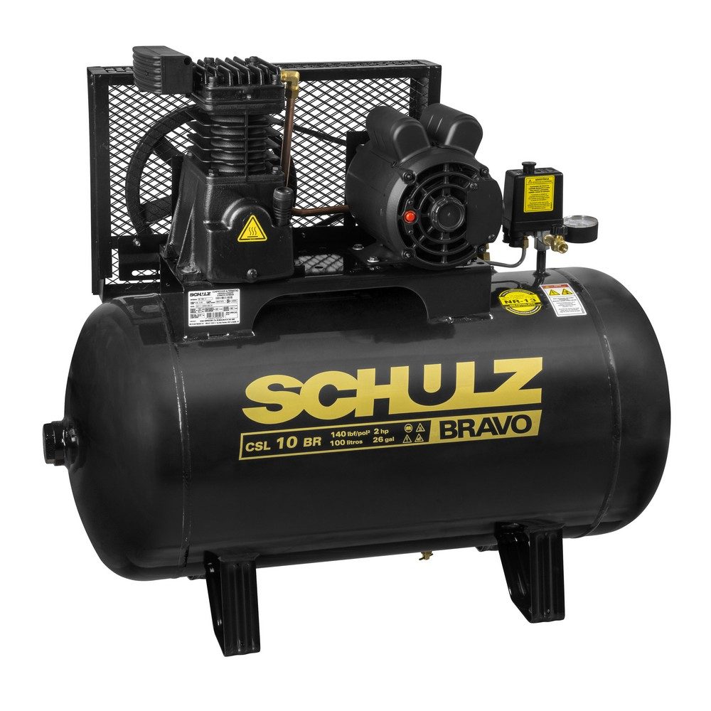 Compressor de ar Schulz CSL 10 BR/100L BRAVO 2HP 140Lbs Monofásico 110V ...