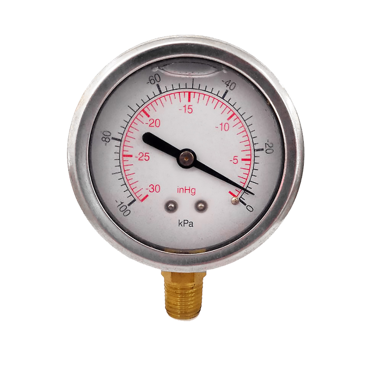 Manômetro Vacuômetro 1/4″ -100KPA -30inHg Vertical Com Glicerina – Hidrochagas Compressores